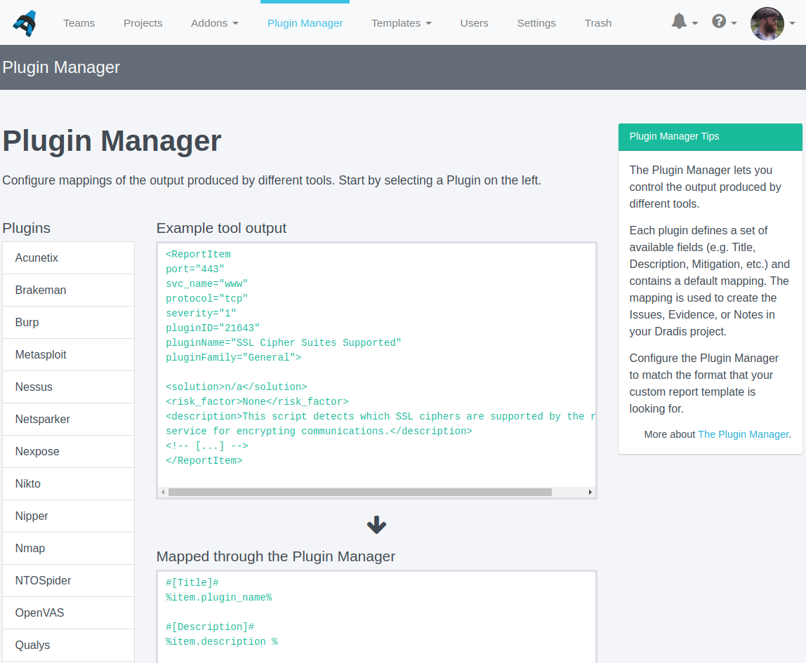 Integrating with your template | Dradis Pro Help