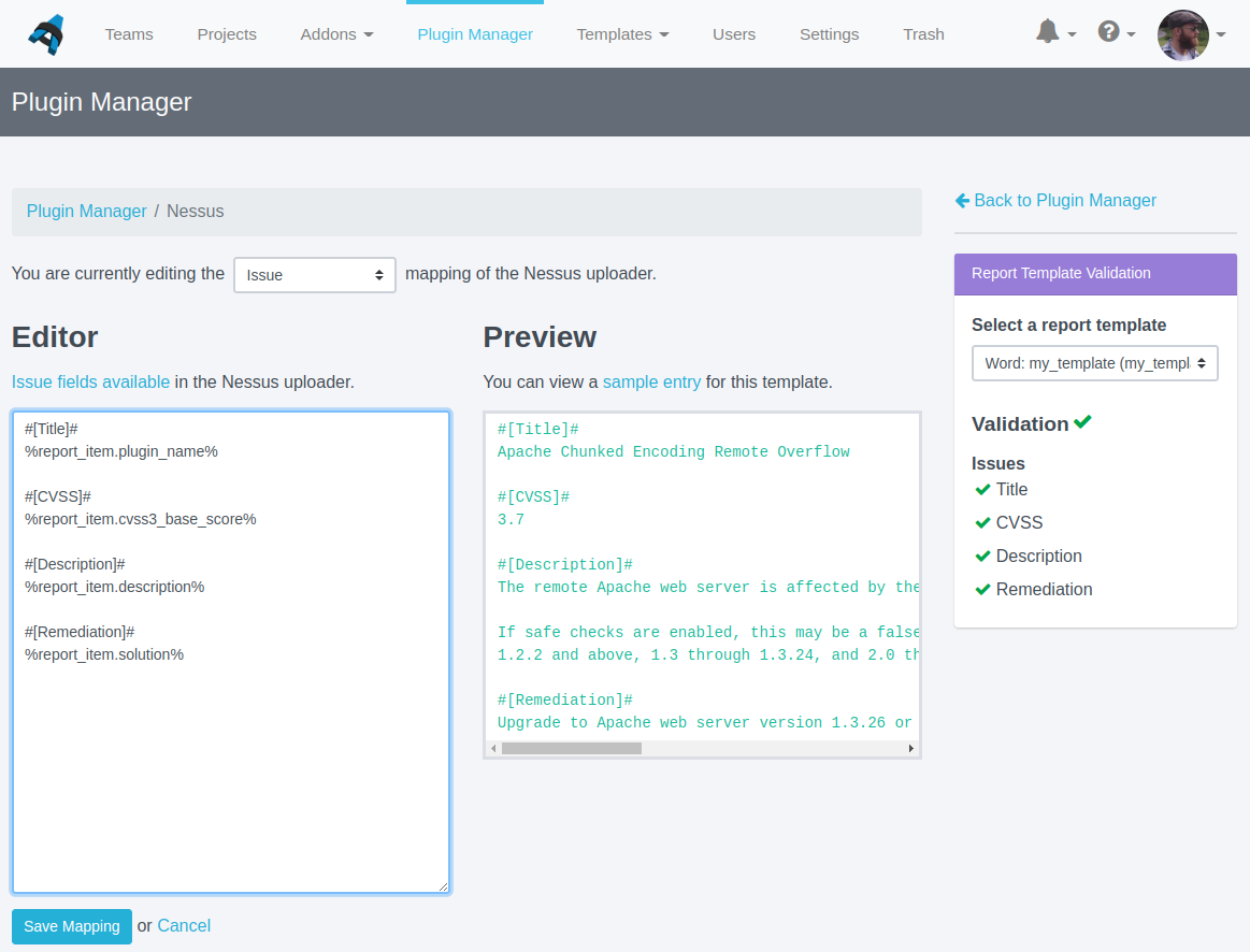 Integrating with your template | Dradis Pro Help